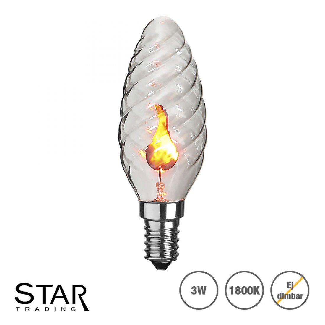 Flammande LED lampa med E14 sockel, vriden | SPOTiLED.SE