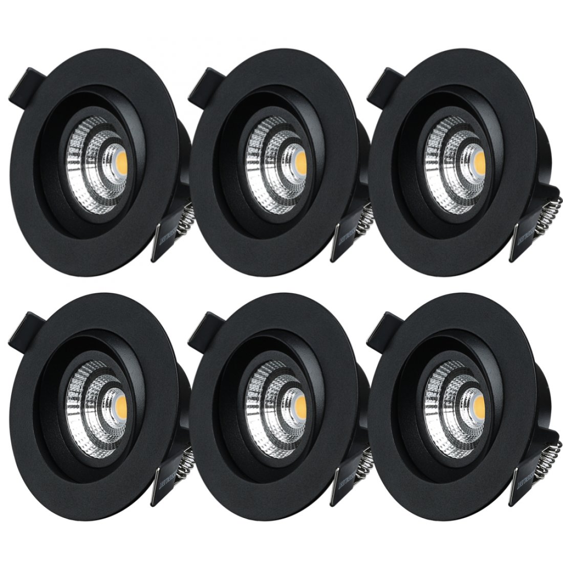 6-pack svarta spotlights M-Penny 7,4W 3000K IP44 | SPOTiLED.SE